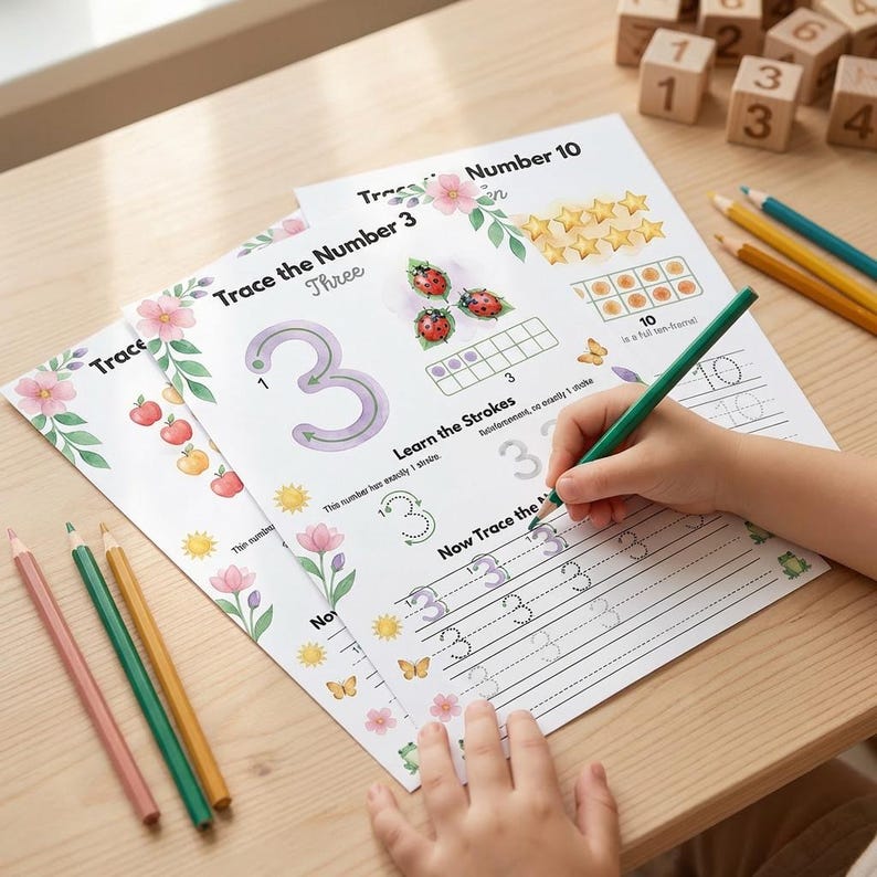 Number Tracing Worksheets 1-20 | Preschool Math | Ages 3-5 | Counting ...