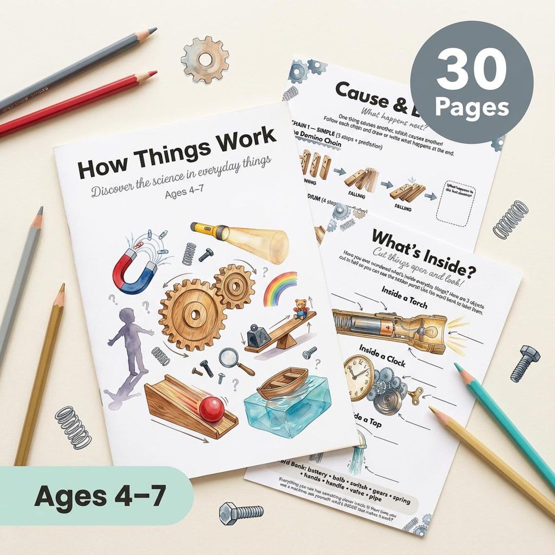 How Things Work Worksheets | Simple Machines for Kids | Ages 4-7 ...