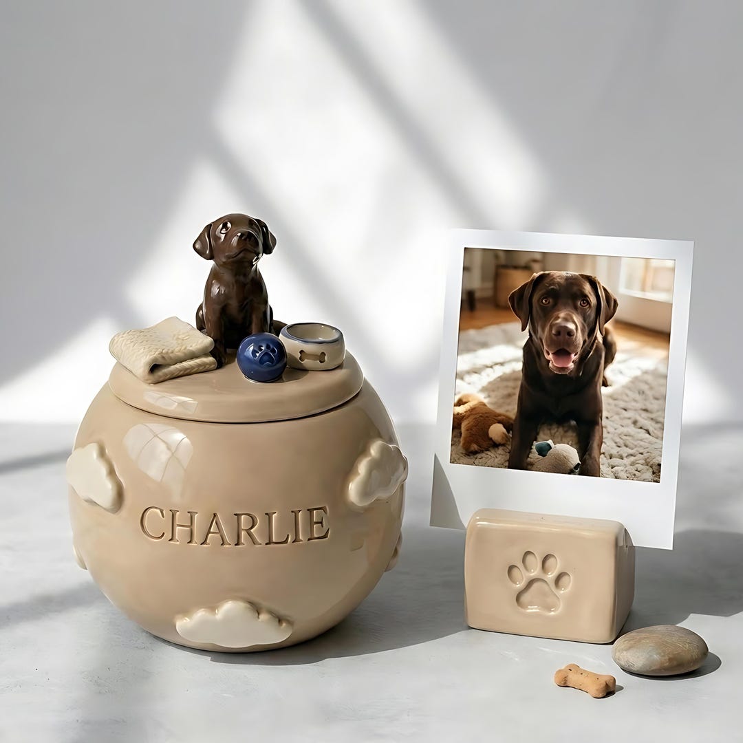 Custom Pet Urn With 3D Figurine | Personalized Ceramic Dog Memorial ...