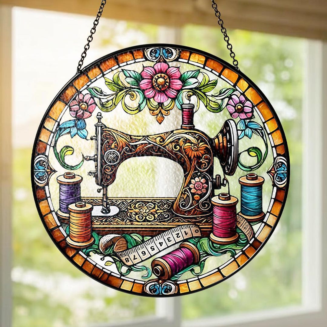 Sewing Machine Stained Glass Suncatcher – Gift for Seamstress, Quilter ...