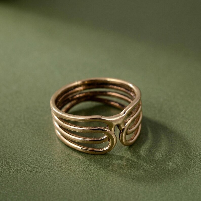 Gold Multi-band Ring - Triple Parallel Line Statement Band - Minimalist ...