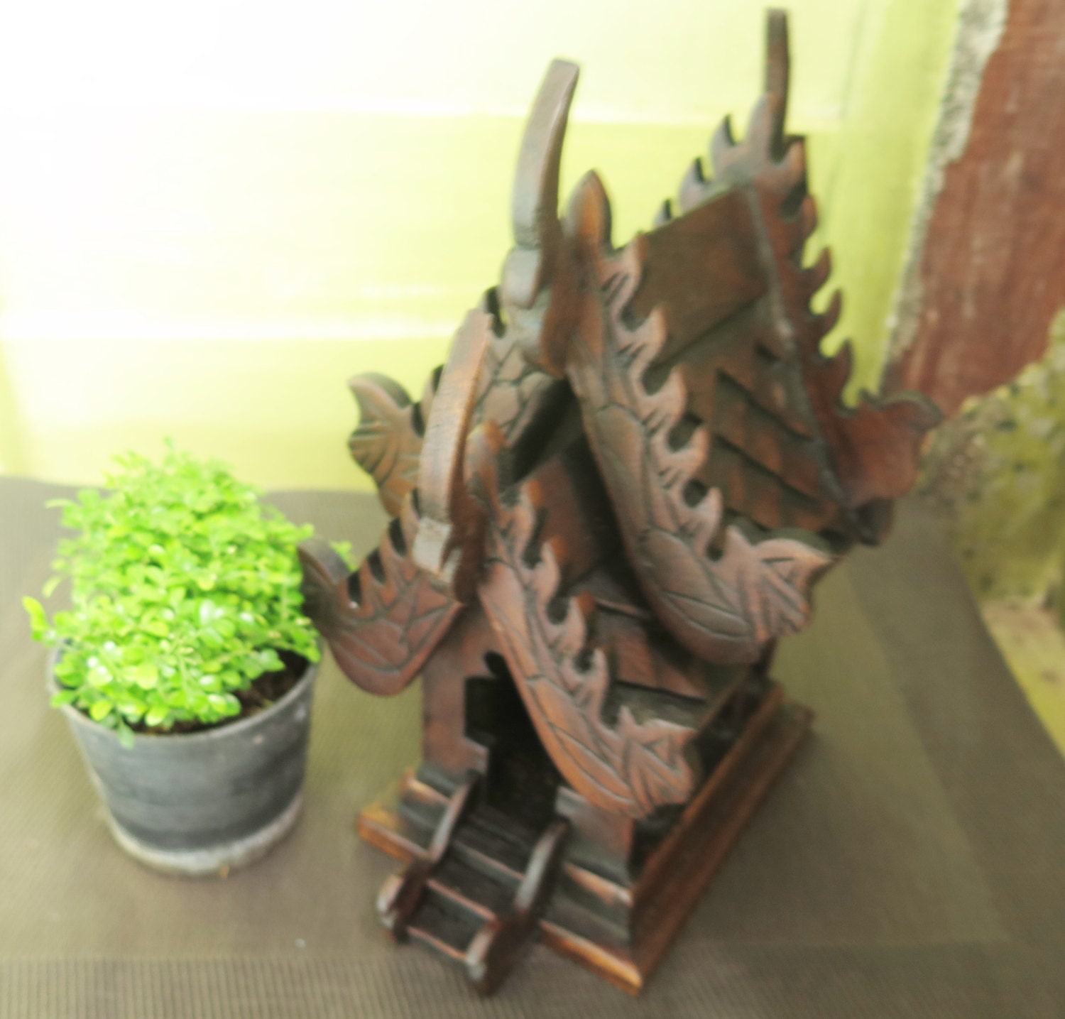 Medium Thai Teak Wood Wooden Spirit House Handmade Altar Temple Craft ...