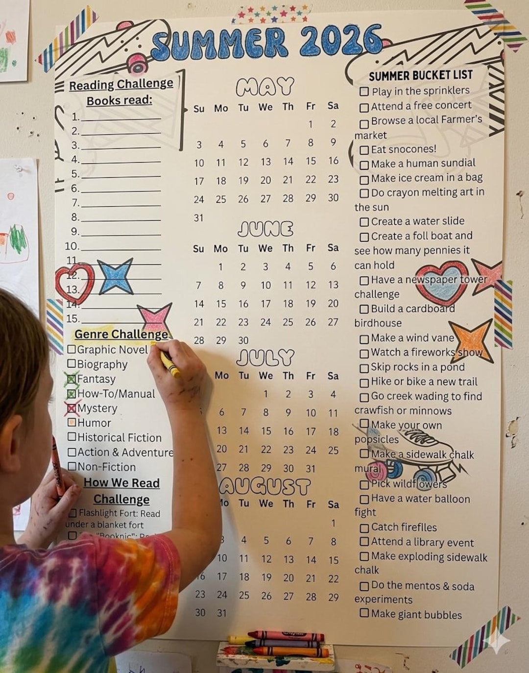 Summer 2026 Kids Activity Calendar Printable | Summer Bucket List ...