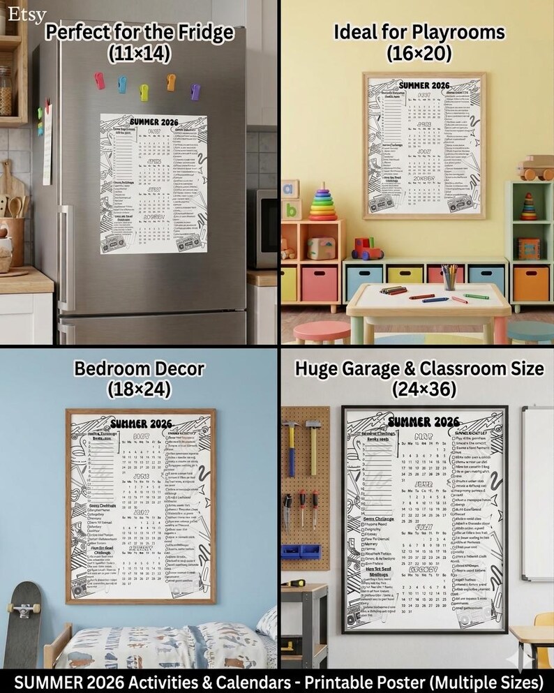 Summer 2026 Kids Activity Calendar Printable | Summer Bucket List ...