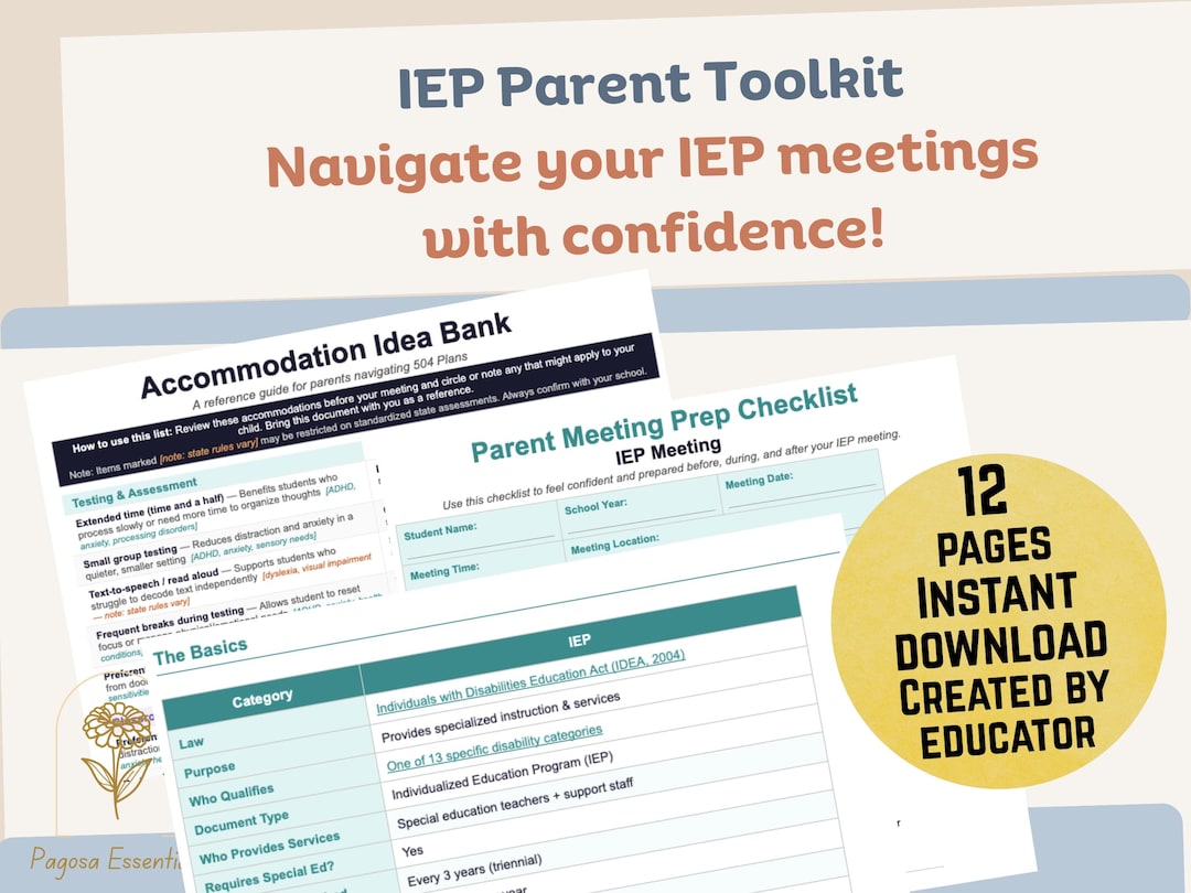 IEP Parent Binder Toolkit | Printable Special Education Meeting Prep ...