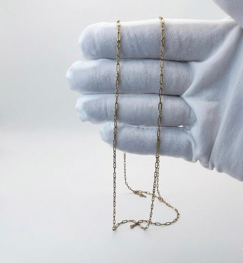 18K Gold PVD Micro Paperclip Chain | Warm Gold Stainless Steel Fine ...