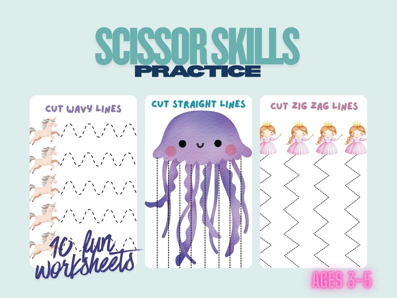 Preschool Scissor Skills Worksheets | Fine Motor Cutting Lines Practice ...
