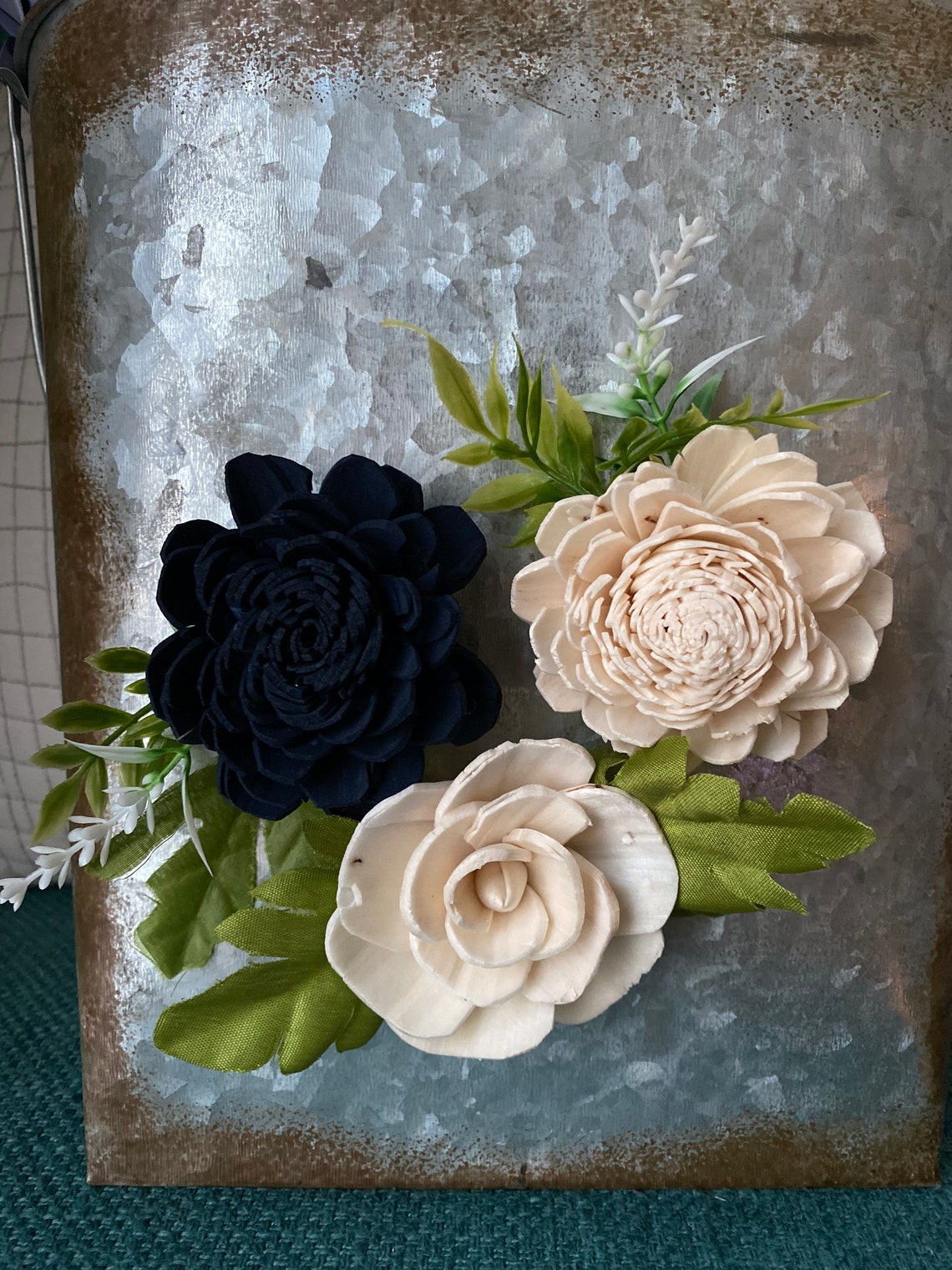 Set of 3 Large Flower Magnets, Wooden Flowers, Refrigerator Magnets ...