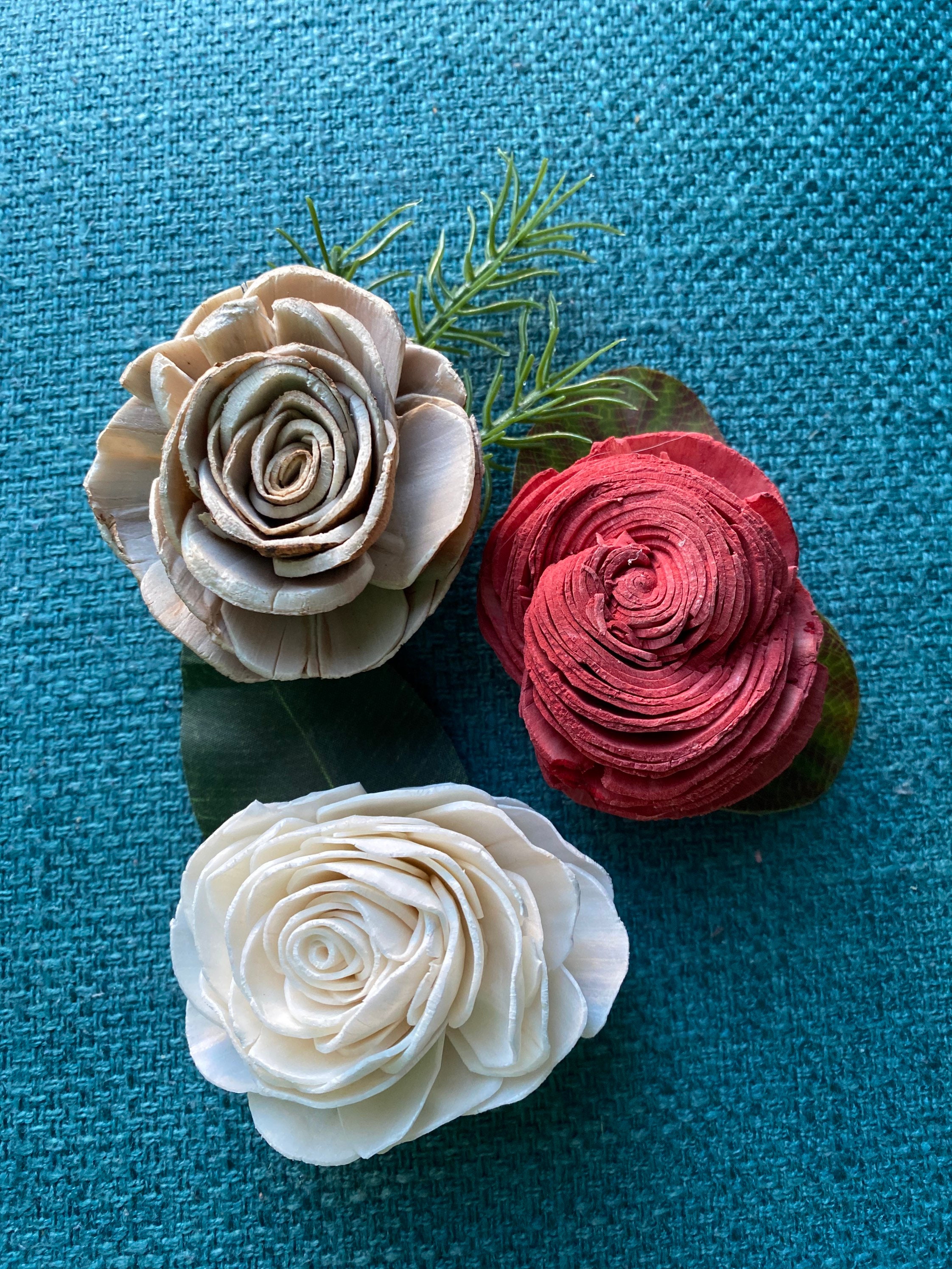 Set of 3 Large Flower Magnets, Wooden Flowers, Refrigerator Magnets ...