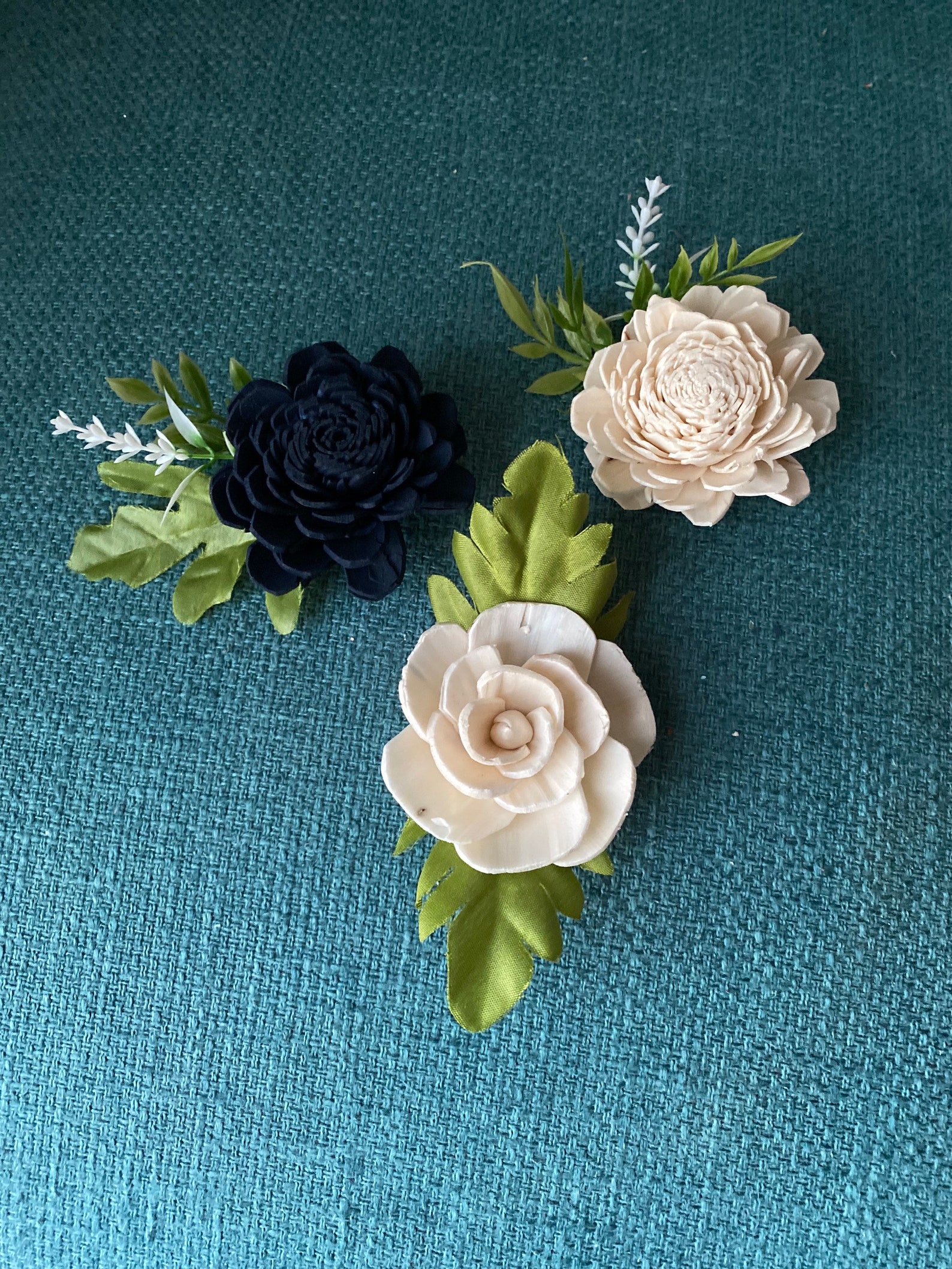 Set of 3 Large Flower Magnets, Wooden Flowers, Refrigerator Magnets ...
