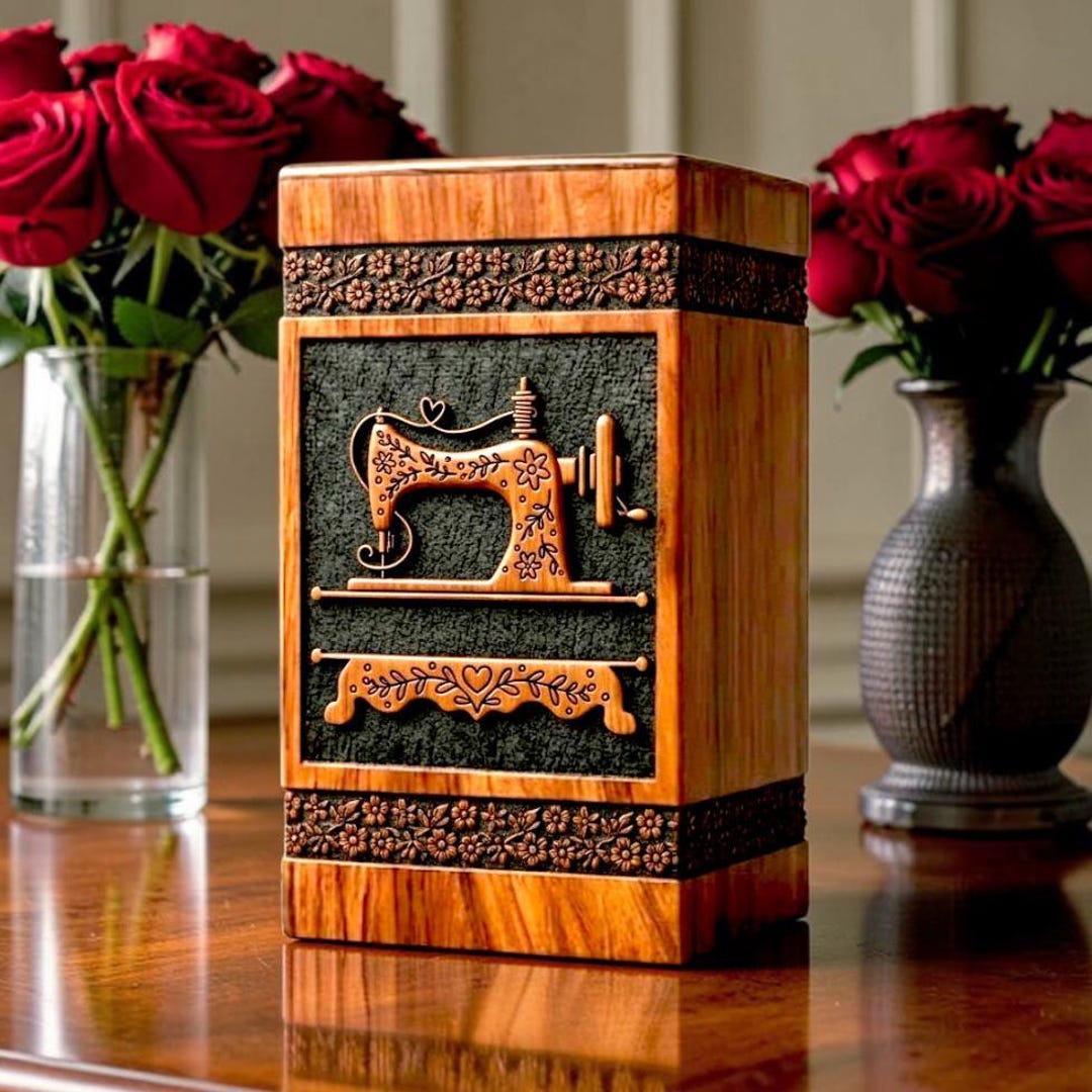 Handcrafted Wooden Sewing Machine Cremation Urn for Ashes ...