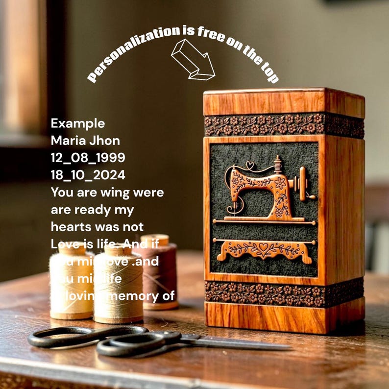 Handcrafted Wooden Sewing Machine Cremation Urn for Ashes ...