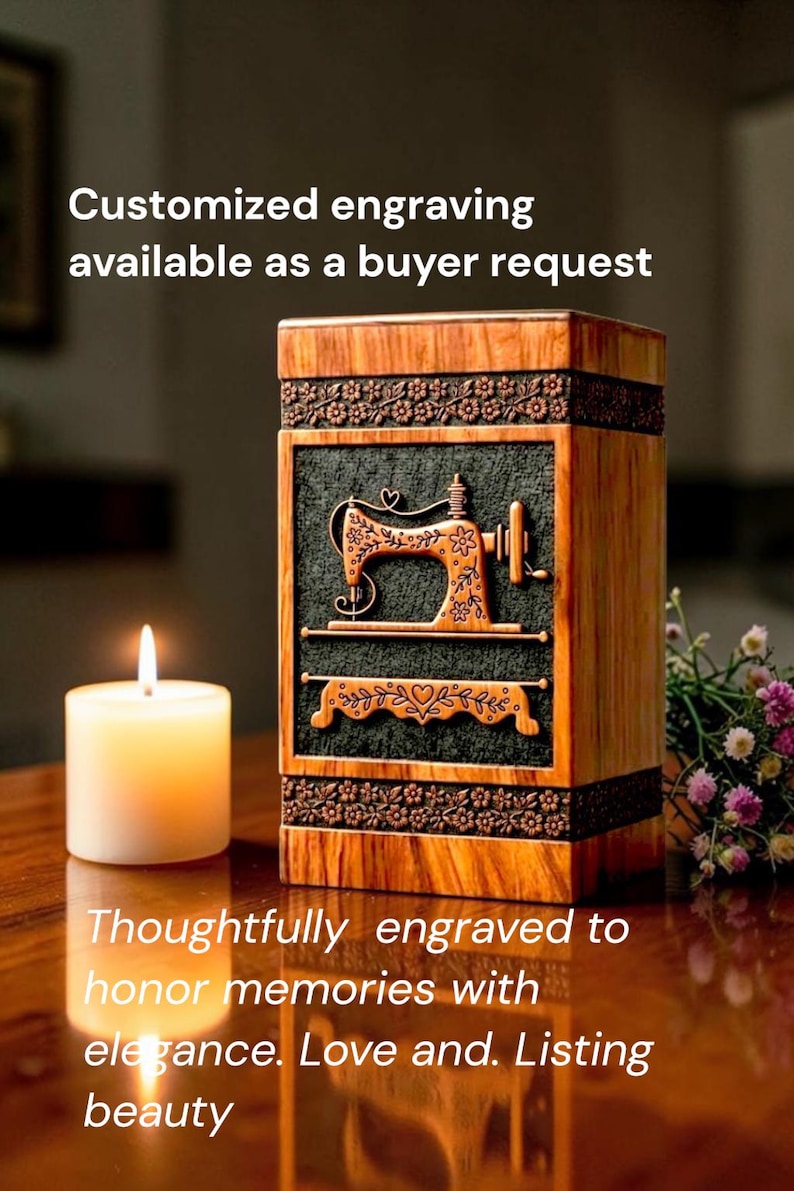 Handcrafted Wooden Sewing Machine Cremation Urn for Ashes ...