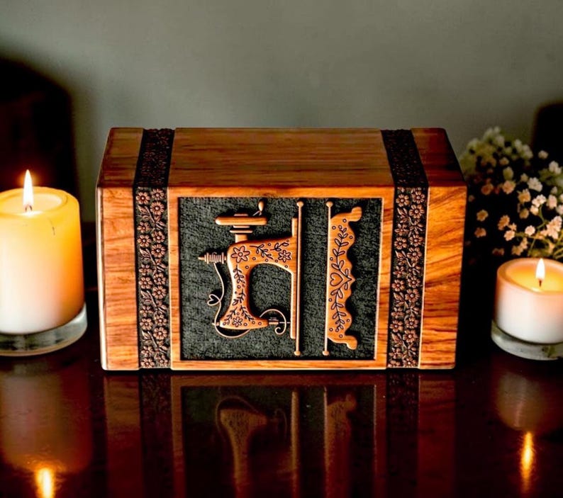 Handcrafted Wooden Sewing Machine Cremation Urn for Ashes ...