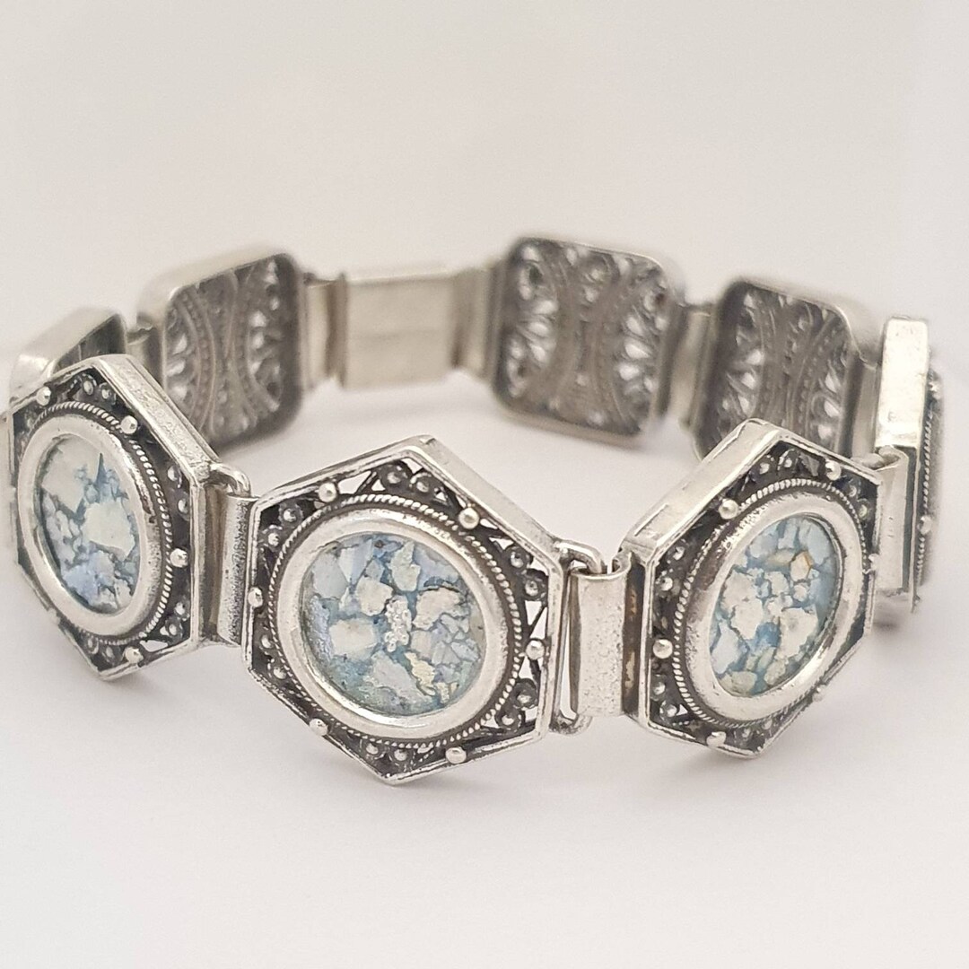 Amazing Roman Glass Silver Bracelet,ancient Roman Glass Bracelet ...