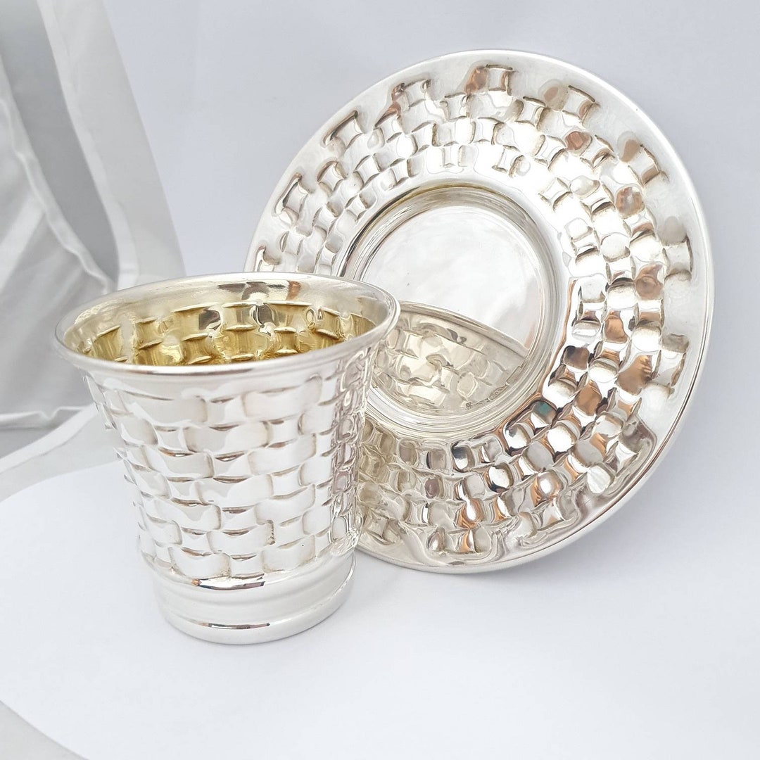 Handmade Sterling Silver Kiddush Cup & Plate: Braided Design, Made in ...