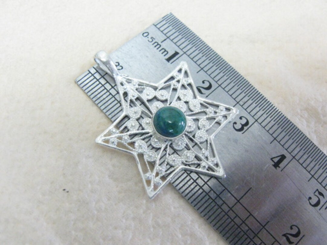 EILAT Stone Magen David Pendant,david Star Filigree Pendant, Sterling ...