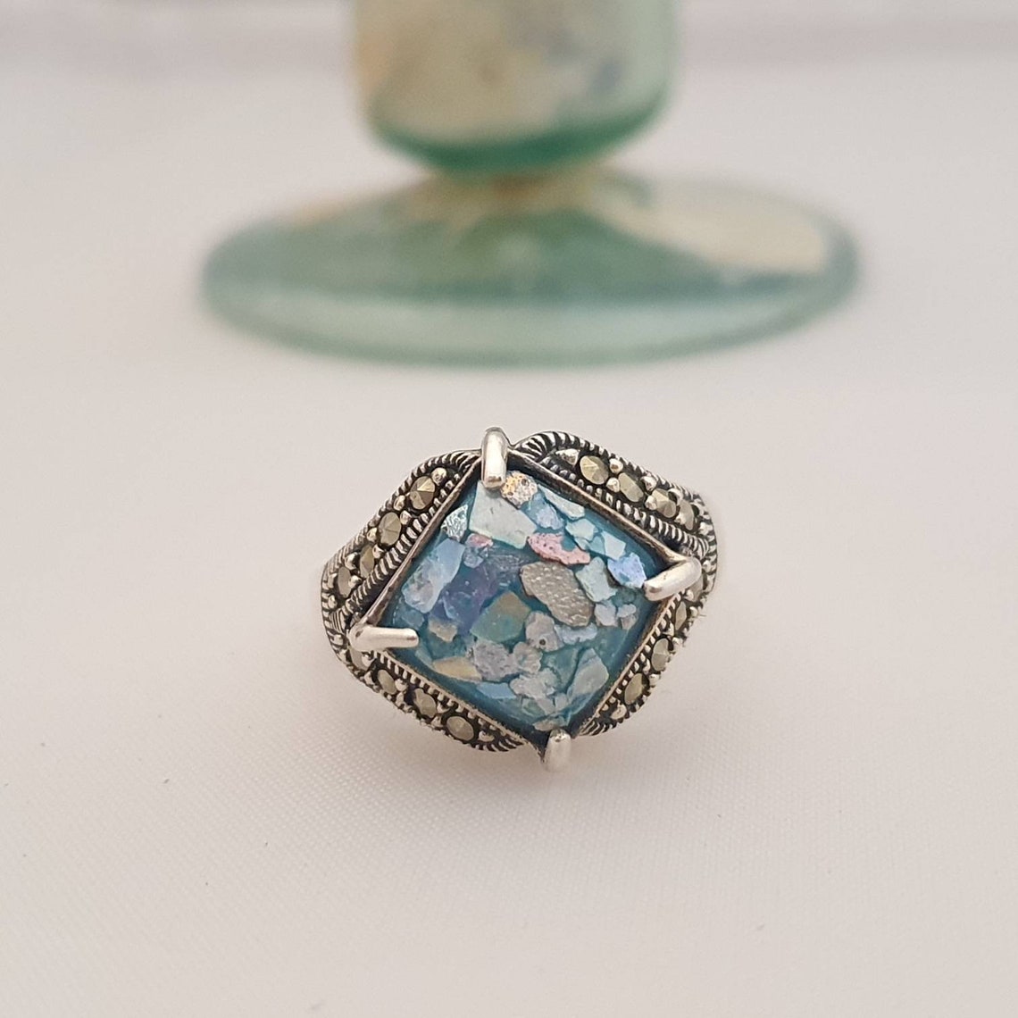 Roman Glass Amazing Ring roman Glass Jewelryisraeli Designed - Etsy