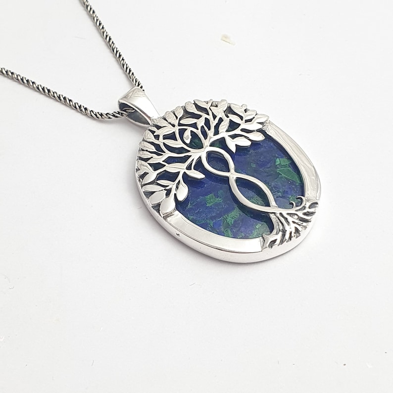 Big Oval Tree of Life Silver Pendant, Eilat Stone Tree of Life Pendant ...