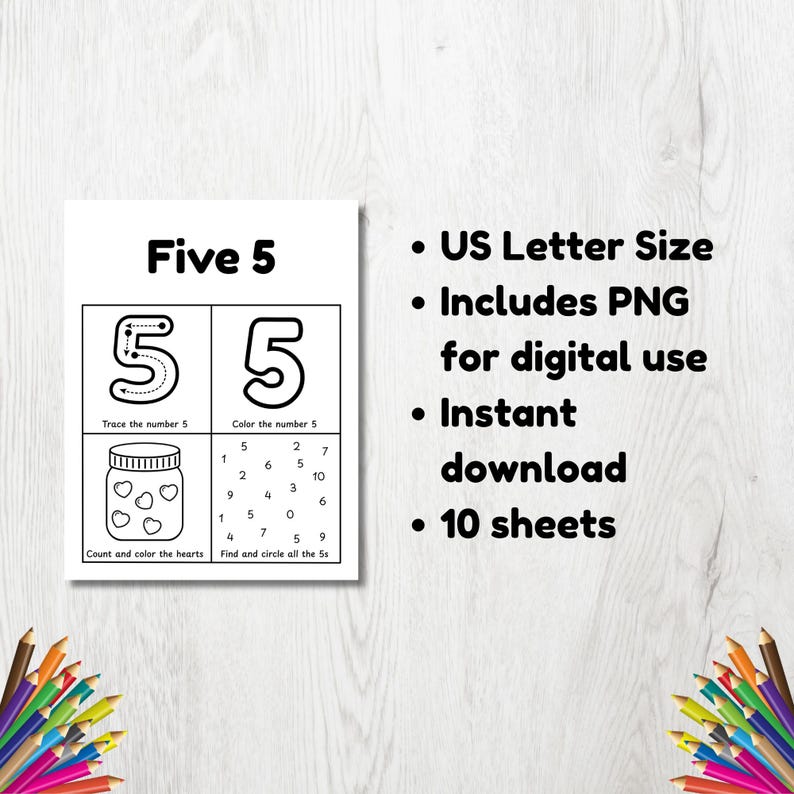 Printable Number Tracing Worksheet for Kindergarten Math, Fun Learning ...