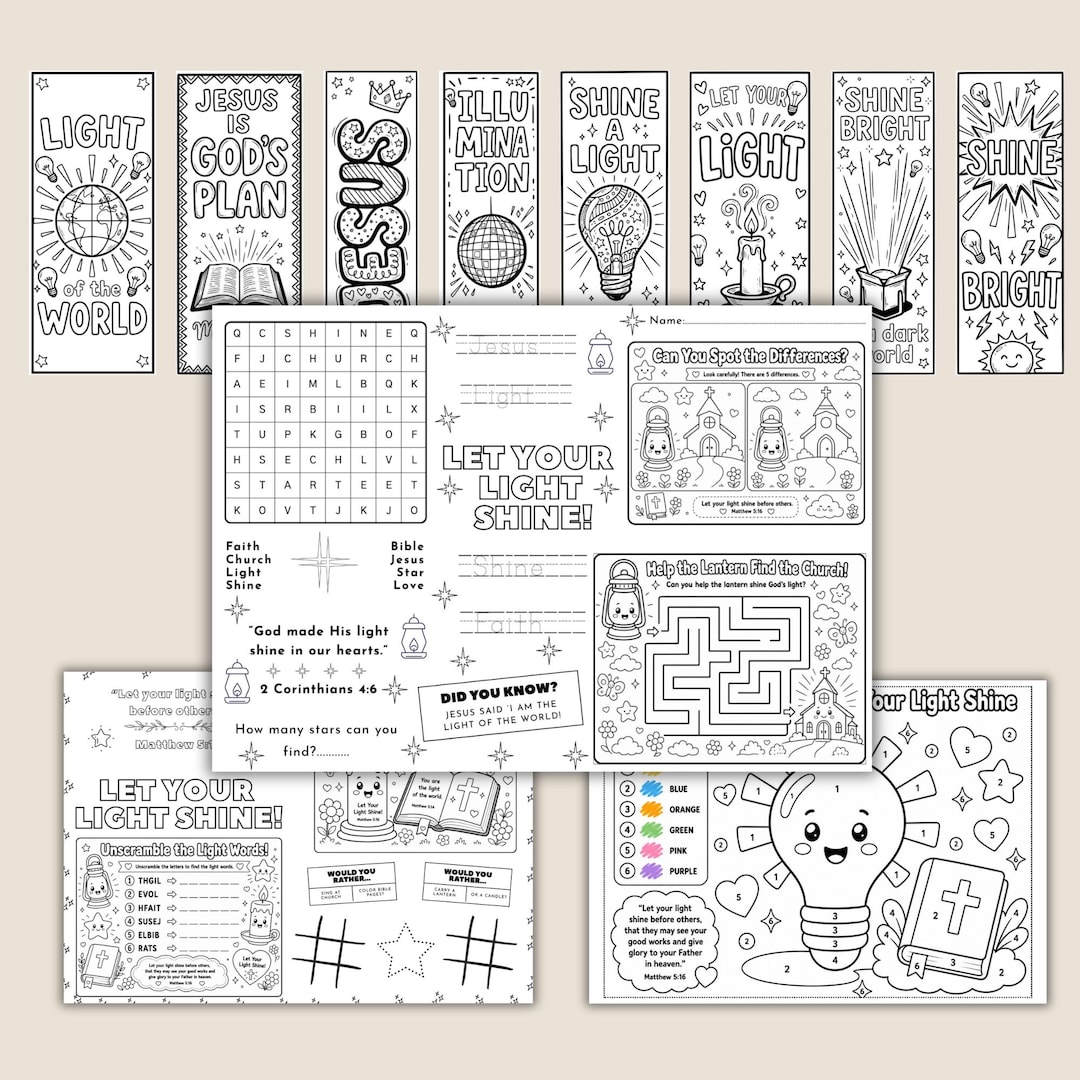 Let Your Light Shine Activity Bundle With Bible Verse Activities - Etsy