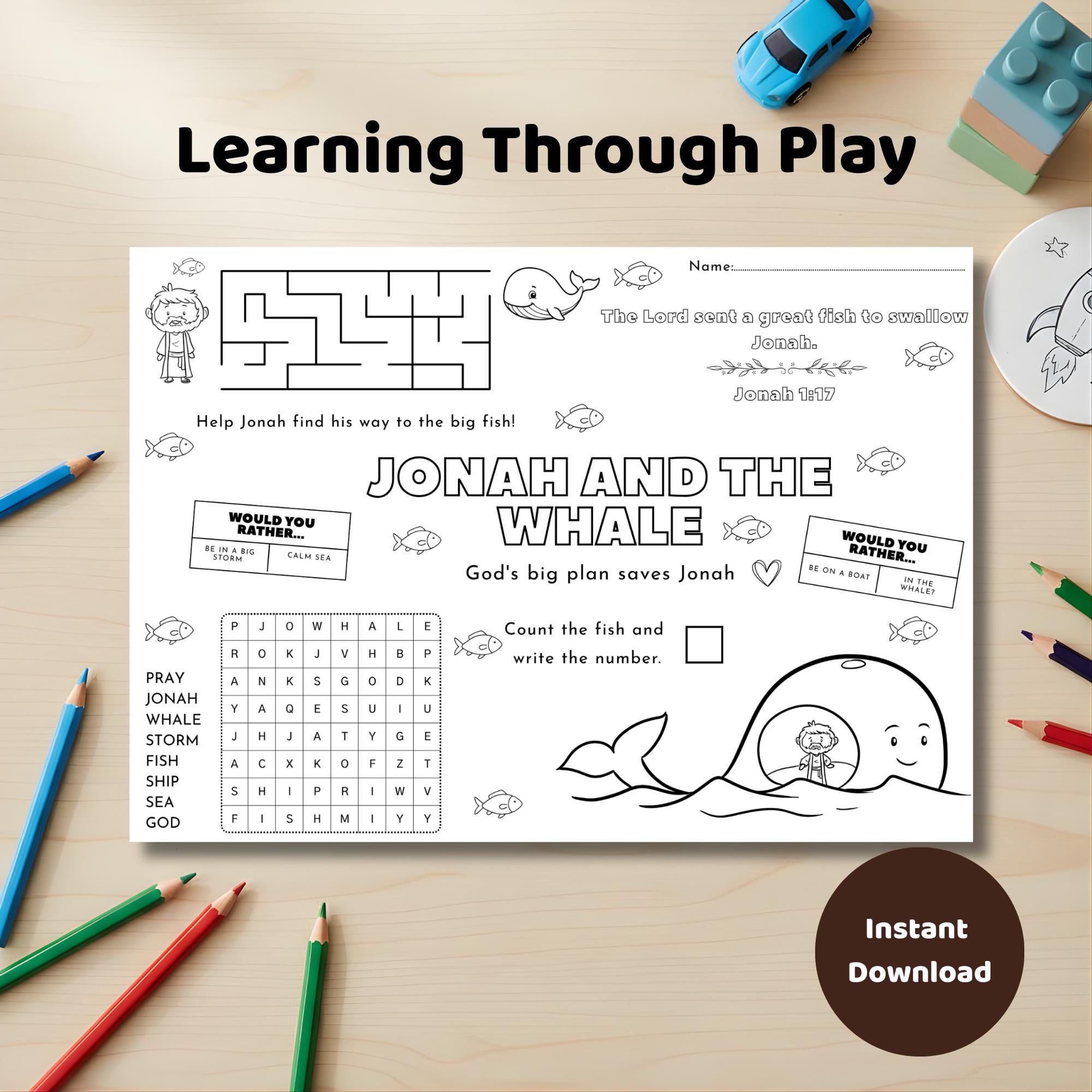 Jonah Activity Sheet - Kids Bible Activity and Sunday School Crafts for ...