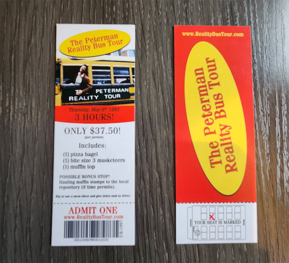 Two Peterman Reality Bus Tour Tickets Seinfeld George Costanza, Parody ...
