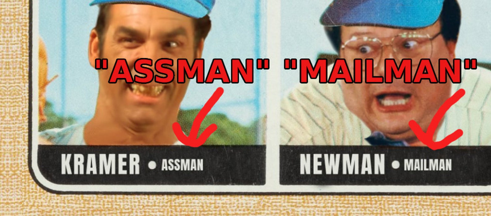 Kramer and Newman 1968 Retro Vintage Style Baseball Card NY Parody Art ...