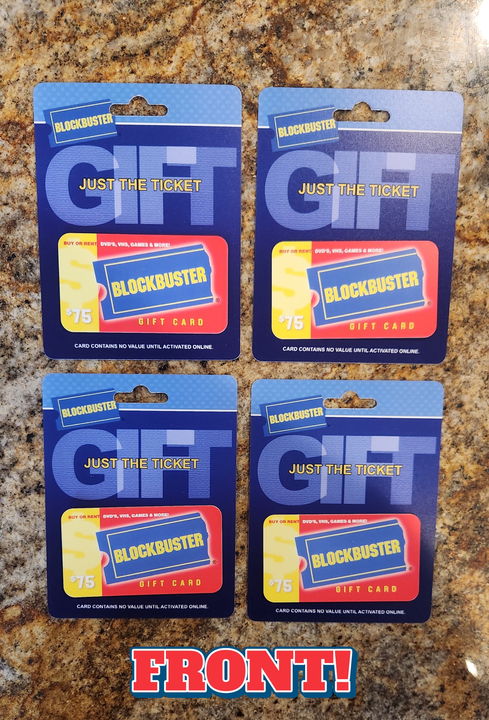 Blockbuster Prank Gag Gift Cards (4), Great for Birthdays Christmas ...