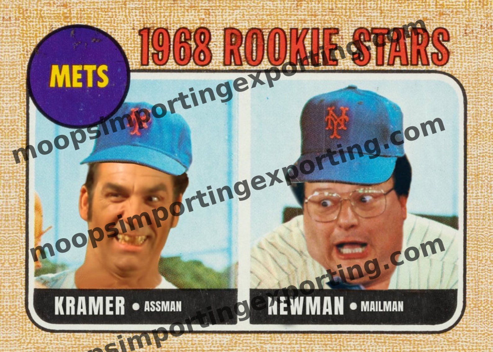Kramer and Newman 1968 Retro Vintage Style Baseball Card NY Parody Art ...