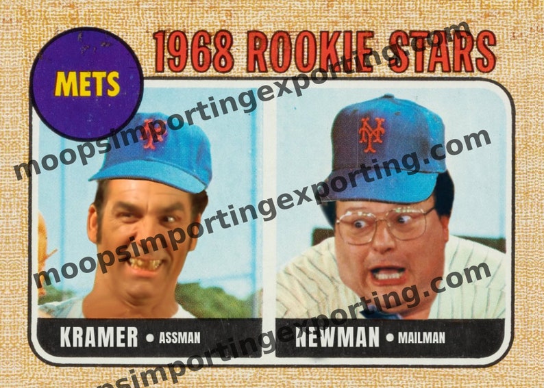 Kramer and Newman 1968 Retro Vintage Style Baseball Card NY Parody Art ...