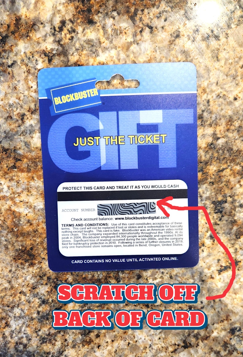 Blockbuster Prank Gag Gift Cards (4), Great for Birthdays Christmas ...