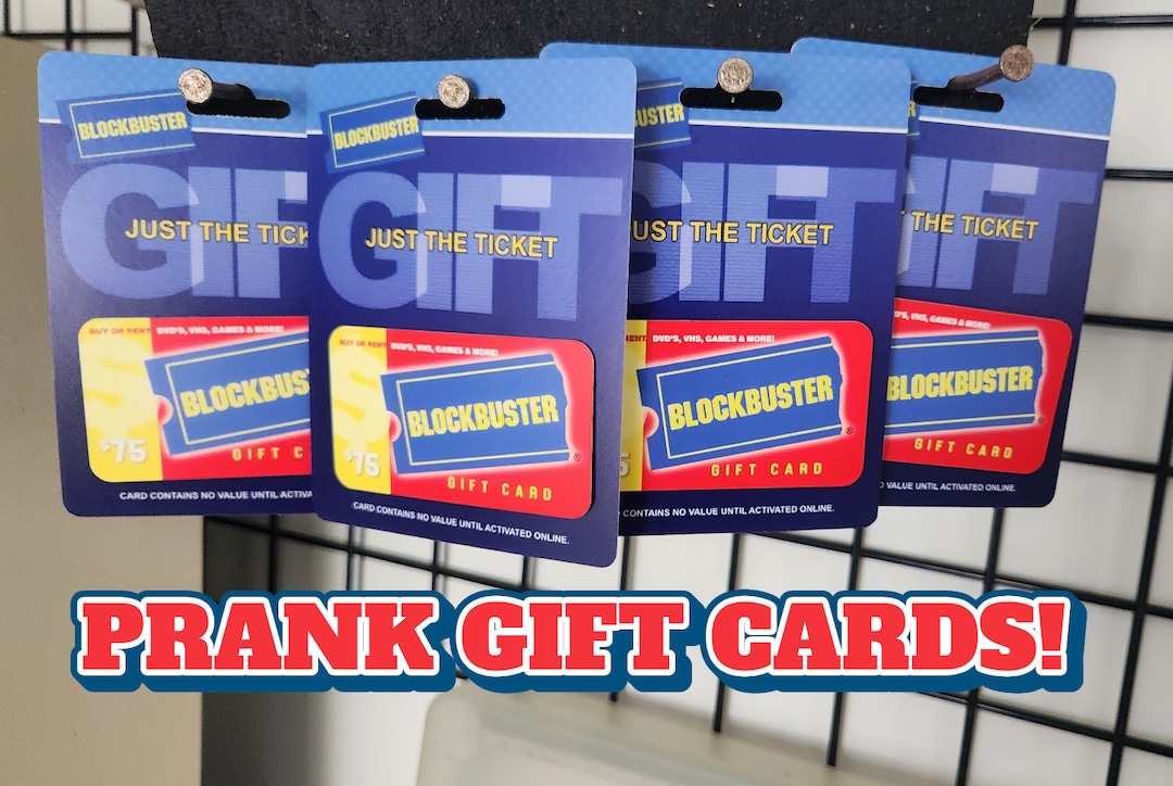 Blockbuster Prank Gag Gift Cards (4), Great for Birthdays Christmas ...