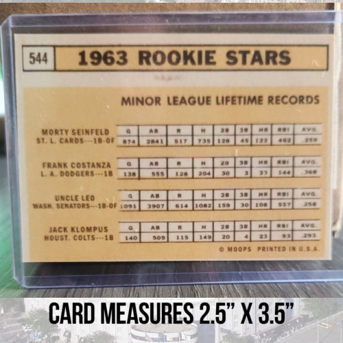 Seinfeld Costanza 1963 Retro Vintage Style Baseball Card NY Parody Art ...