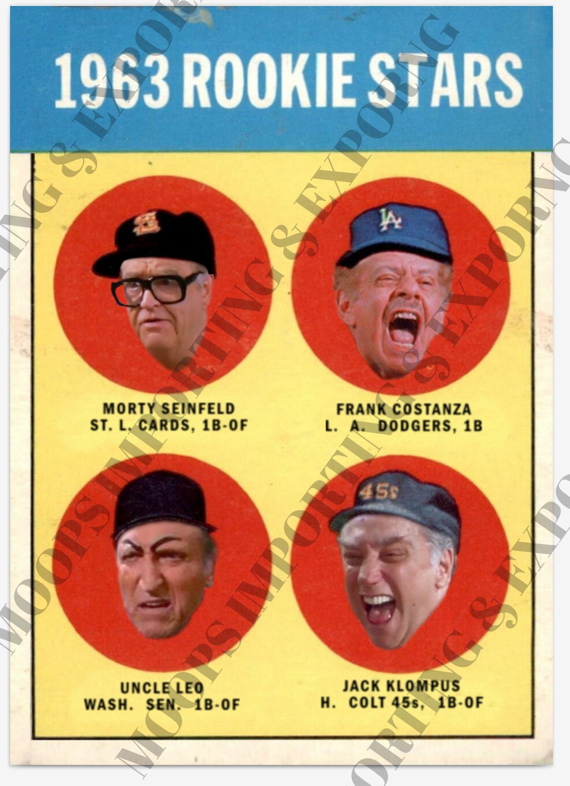 Seinfeld Costanza 1963 Retro Vintage Style Baseball Card NY Parody Art ...