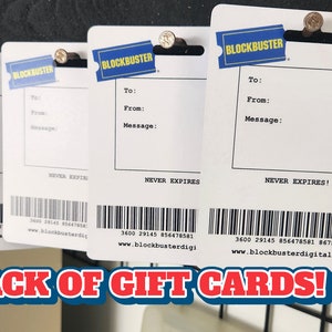 Blockbuster Prank Gag Gift Cards (4), Great for Birthdays Christmas ...