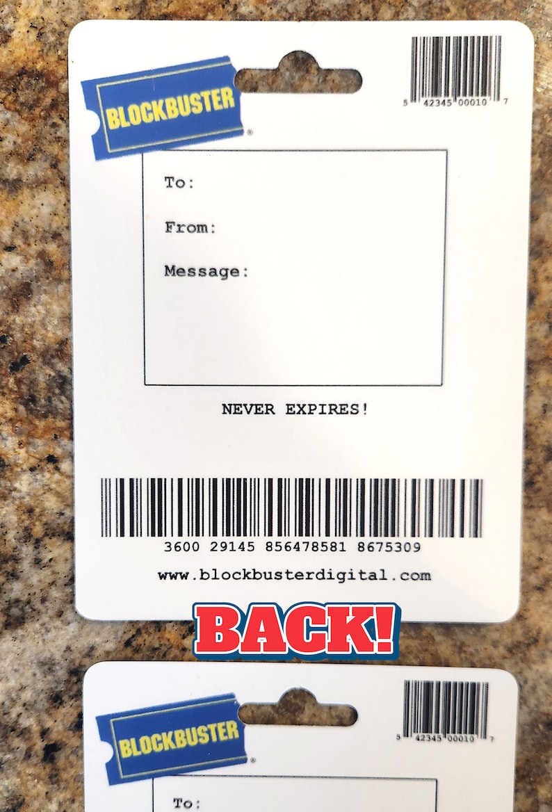 Blockbuster Prank Gag Gift Cards (4), Great for Birthdays Christmas ...