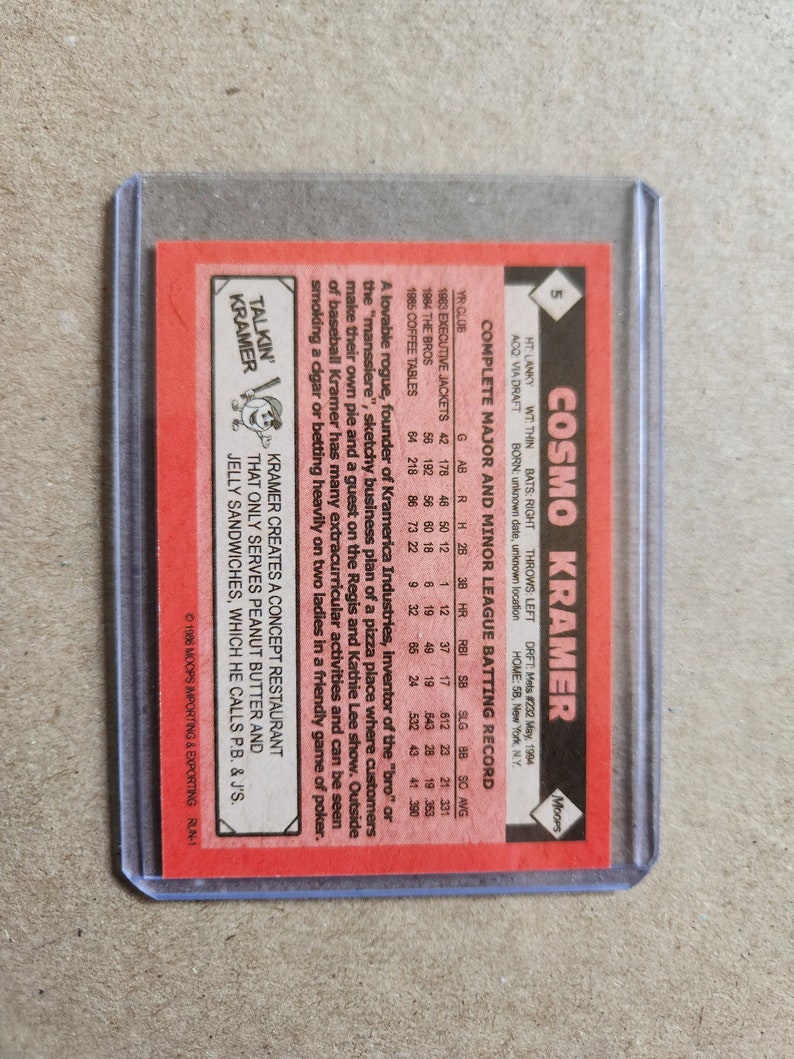 Seinfeld Kramer George Costanza 1986 Retro Style Baseball Card New York ...