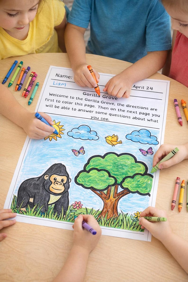 Fun Animal Coloring/questions Worksheet (printable) - Etsy