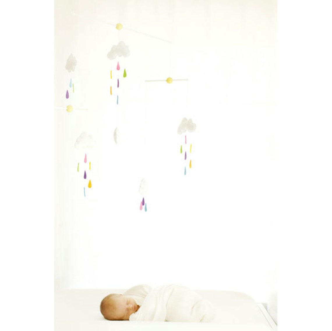 Lovely and Poetic Clouds and Rain Drops, Baby Crib Deco Mobile. Choose ...