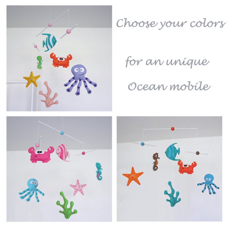 Ocean Deco Mobile - Lovely Sea Animals - Choose Your Colors for an ...