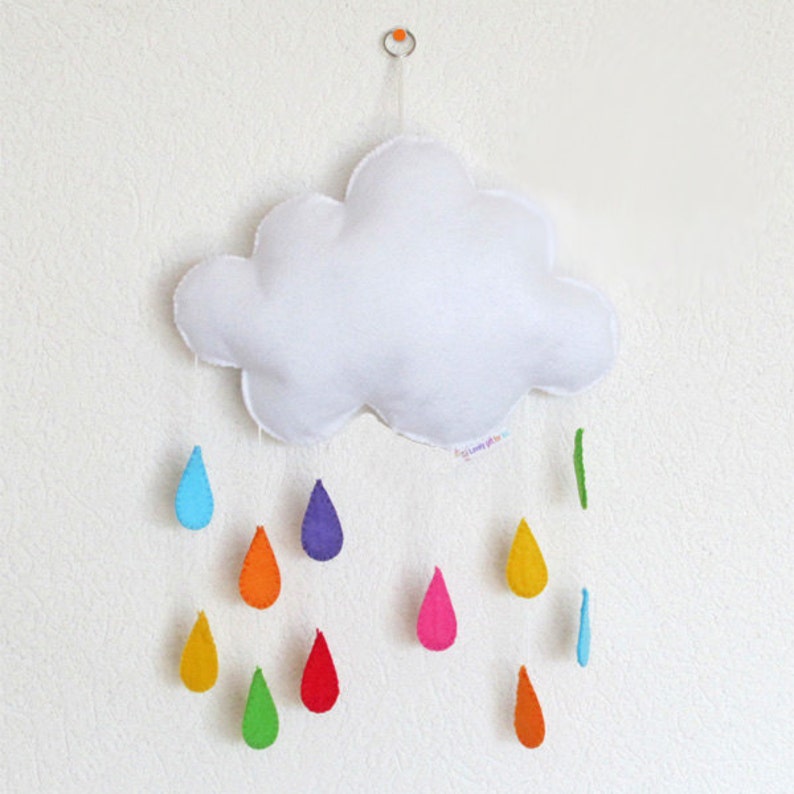 Gorgeous Cloud and Rainbow Raindrops, Baby Crib Deco Mobile - Etsy