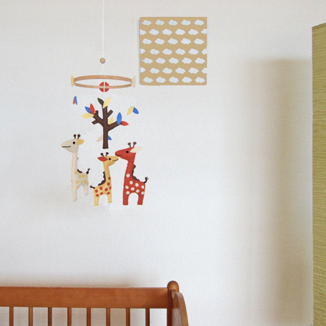 Giraffes and Tree, Baby Crib Deco Mobile. Choose Your Colors for an ...