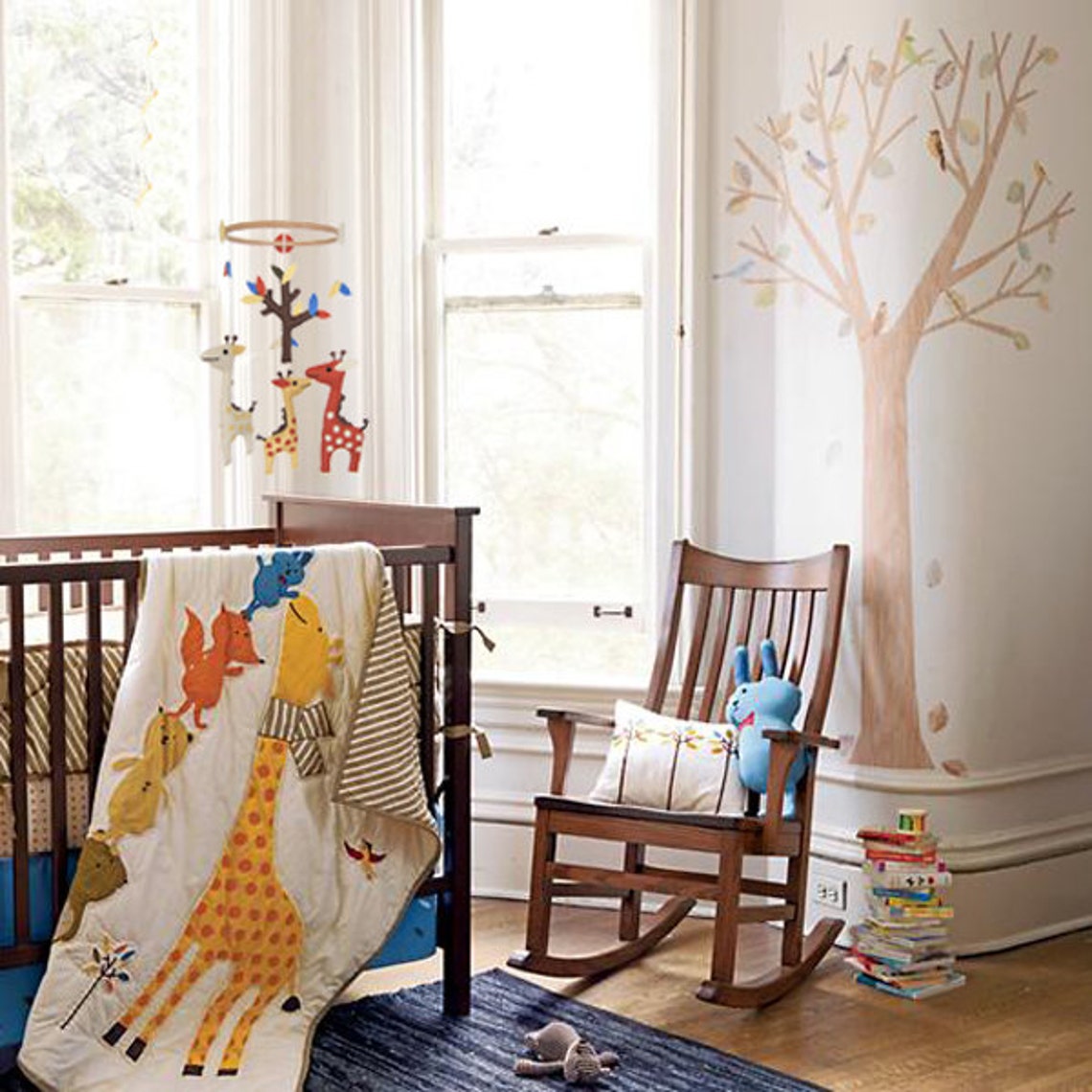 Giraffes and Tree, Baby Crib Deco Mobile. Choose Your Colors for an ...
