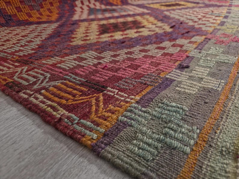 Sun-faded Turkish Cicim Kilim Rug, 6x10 Pastel Geometric Flatweave - Etsy