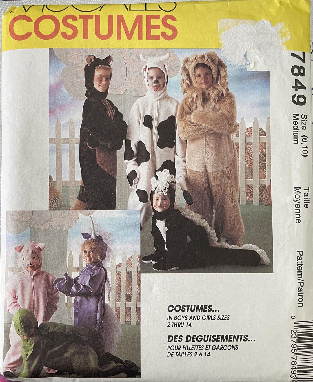 Mccalls 7849, Animal Costume Pattern - Etsy