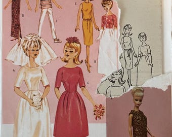Butterick Pattern #3419 Retro Fashion Doll Clothes - Circa 1964 - Etsy