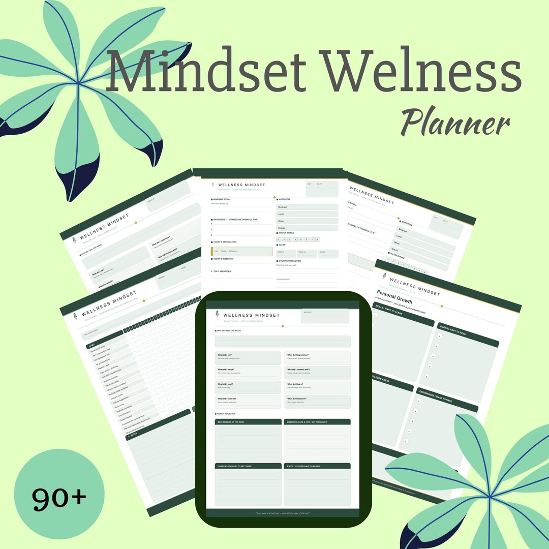 Mindset & Wellness Digital Workbook Planner | 90+ Pages Self-discovery ...