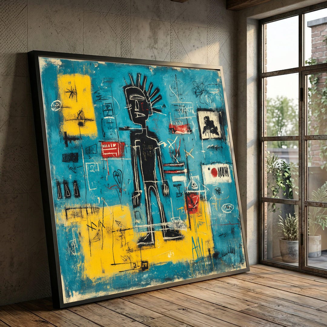 Abstract Figure With Blue and Yellow Background Canvas, Modern Urban ...
