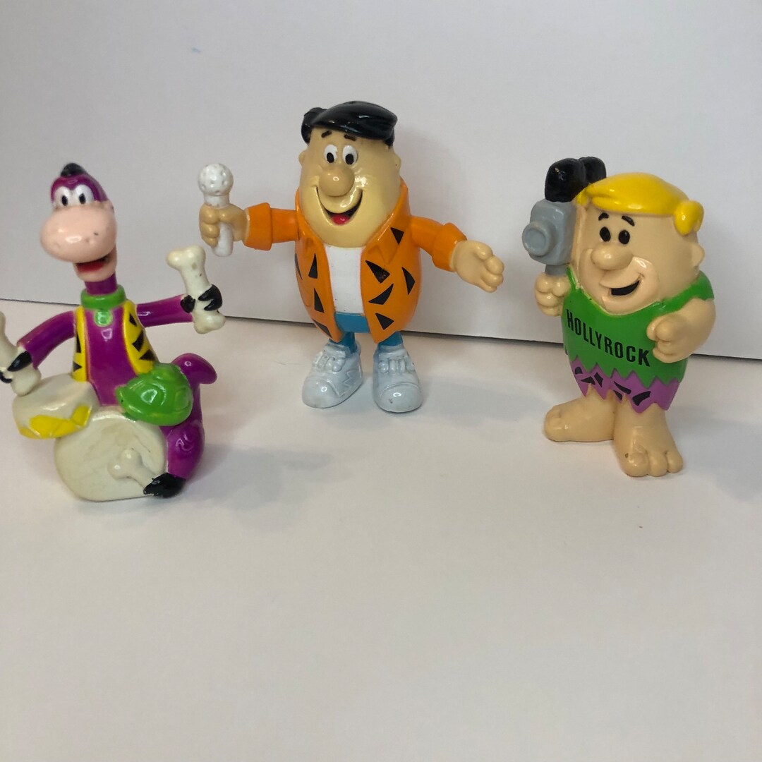 Rockin Fred Flintstone Barney Rubble And Dino Pvc Figures Etsy